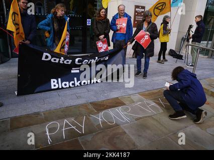 People attend a protest outside Amazon's European Headquarters in ...