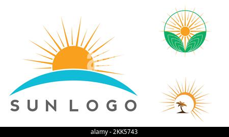 sun logo design on the horizon. summer sign or symbol. Sun icon vector ...