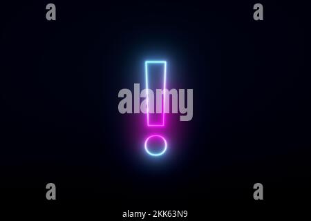 neon exclamation mark symbol, 3d render, panoramic layout Stock Photo ...