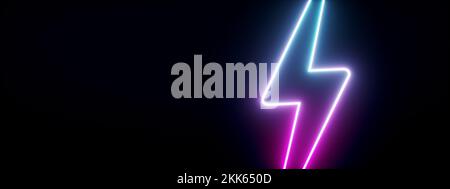 neon thunderbolt, 3d render, panoramic layout Stock Photo - Alamy