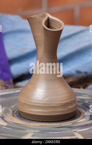 Close up of pottery making process. Leisure activity and small business ...