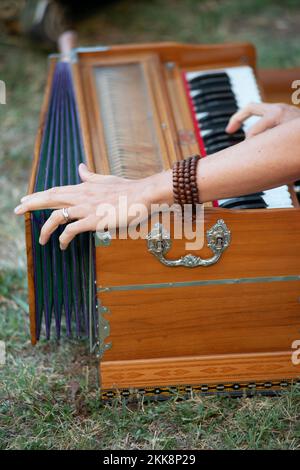 Woman Playing Harmonium Stock Photo - Alamy