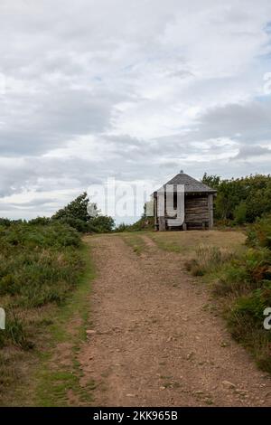 The Jubilee hut overlooking Horner Woods in Exmoor National Park Stock ...