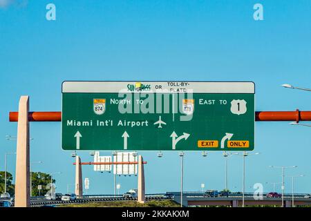Miami, USA - August 27, 2014: Driving the Miami Highway from the ...