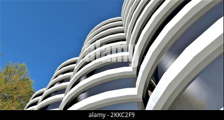 modern concrete facade with curved window. 3d rendering Stock Photo - Alamy
