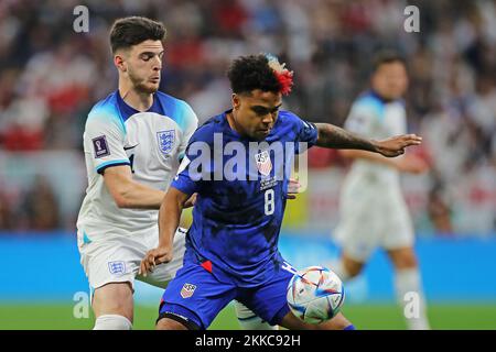 United States' Weston McKennie (8) challenges for the ball with ...