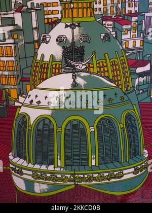 Valencia, Spain - FEB 28, 2015: wall painting in the old historic ...