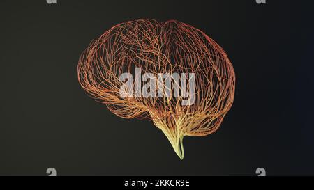 Human brain made out of lines. Brain medical Concept. 3D Rendering ...