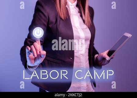 Handwriting text Labor Camp. Business concept a penal colony where ...