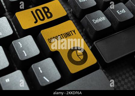 Text showing inspiration Job Opportunity. Word for an opportunity of ...