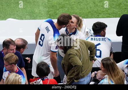 England's Harry Kane kisses his wife Katie following their loss to ...
