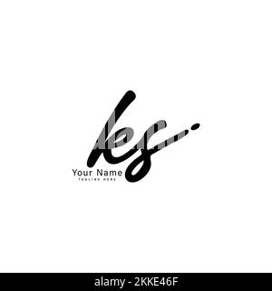 K, S, KS Initial letter handwritten and signature vector image template ...