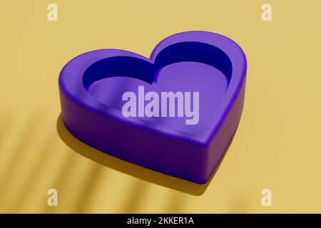 Heart shape form on yellow background 3d render Stock Photo - Alamy