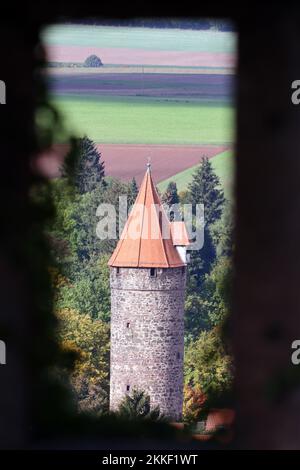Turm der historischen Stadtbefestigung, Hessen, Deutschland ...