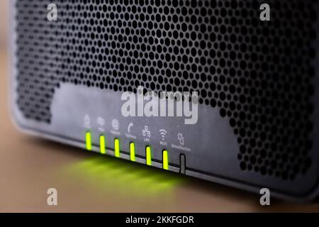 LED indicators of a router flash with a Wi-Fi signal Stock Photo - Alamy