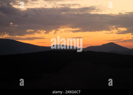 Serbian nature, Mountain Zlatibor, sunset with a dramatic cloudy sky ...