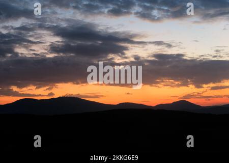 Serbian nature, Mountain Zlatibor, sunset with a dramatic cloudy sky ...