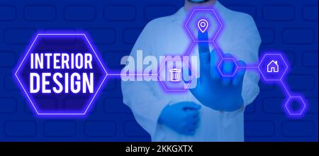 Conceptual display Interior Design. Word Written on the art of ...