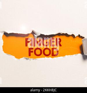 Conceptual caption Finger Food. Word for products and digestives that ...