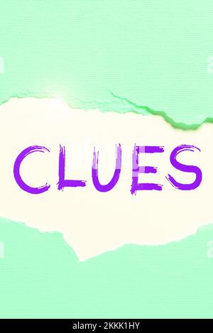 Writing displaying text Clues, Business concept Piece of evidence ...