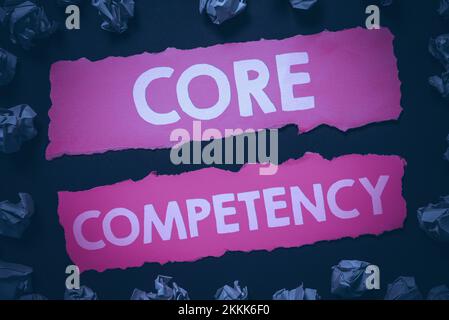Text caption presenting Core Competency. Business idea harmonized ...