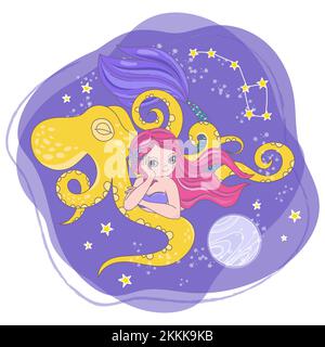 MOON MERMAID Space Cartoon Cosmos Galactic Universe Princess Girl ...