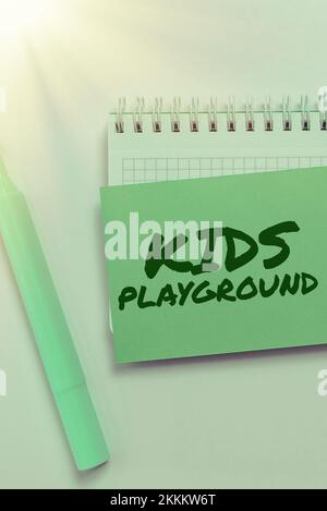 Text sign showing Daycare. Business concept offering care to preschool ...