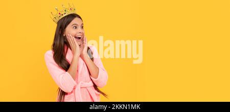 amazed princess beauty. selfish kid wear diadem. queen child in cozy ...