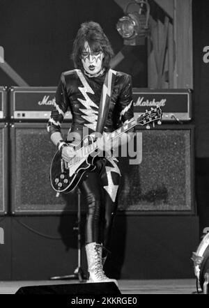 Ace Frehley of Kiss perform in concert during 'The Elder' Album in 1981 ...