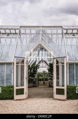 A vertical shot of a roof of the elegant Victorian greenhouse at ...