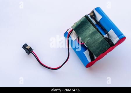 broken lithium battery pack with wires and a terminal Stock Photo - Alamy