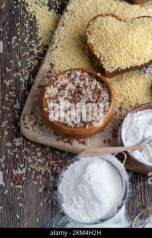 food for cooking breakfast or other type of food, raw, unprepared ...