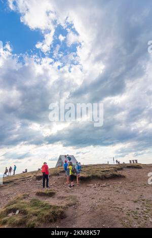 Vosges (Vogesen) Mountains: summit Hohneck, view to West to lake Lac de ...