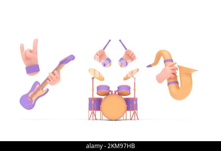 Isolated Set Music. 3D Illustration Stock Photo - Alamy