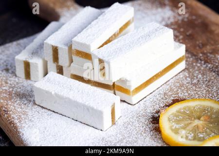 white sweet Turkish delight with lemon flavor and a layer of lemon ...