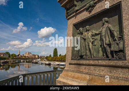 The statue of Paul Bert on the Paul Bert Bridge in Auxerre, Yonne ...