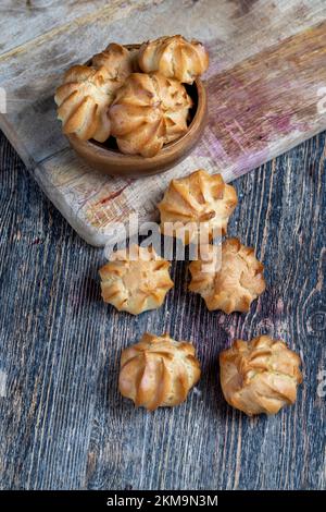 wheat pastry made of custard dough is baked with small cookies, soft ...