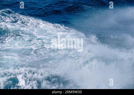 Boat wake waves in the Drake Passage, causing spray to come off the ...
