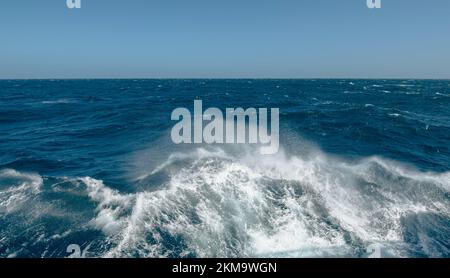 Boat wake waves in the Drake Passage, causing spray to come off the ...