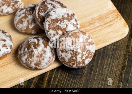 chocolate gingerbread with ginger flavor on the table, a large number ...