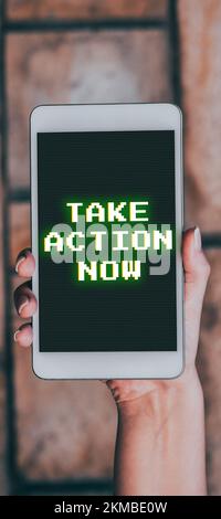 Conceptual caption Take Action, Internet Concept do something official ...