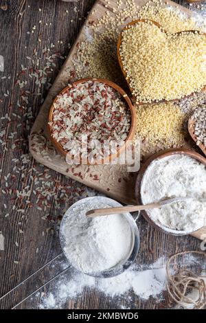 food for cooking breakfast or other type of food, raw, unprepared ...