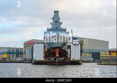 HMS Glasgow, the first of eight Type 26 frigates, under construction at ...