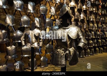 Royal armour collection on display in the armoury at the Tower of ...