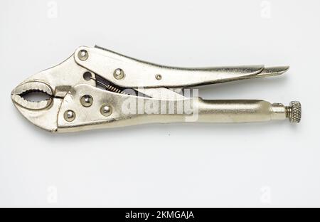 A stainless steel vice grip plier isolated in white background Stock ...