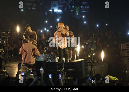 Italian singer/rapper Salmo during his "Flop tour 2022" - Unipol Arena ...