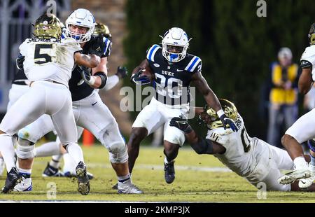 November 26, 2022: Duke University sophomore Jaquez Moore (20) runs ...