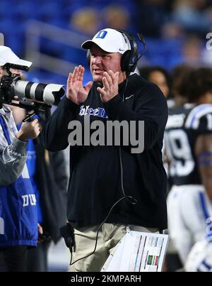 Duke head football coach Mike Elko speaks during the Atlantic Coast ...