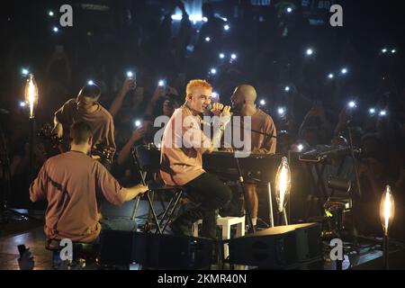 Italian singer/rapper Salmo during his "Flop tour 2022" - Unipol Arena ...