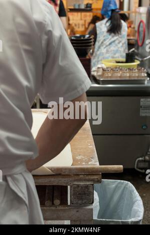 Making the noodles at Bakaichidai. As with other noodle restaurants in ...